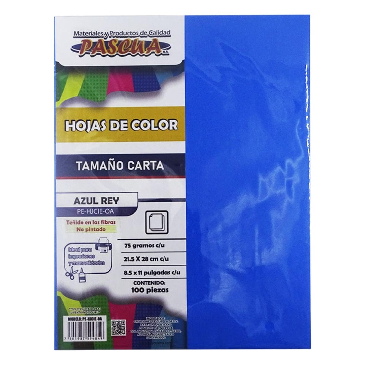 HOJA DE COLOR CARTA C/100PZ PASCUA AZUL REY