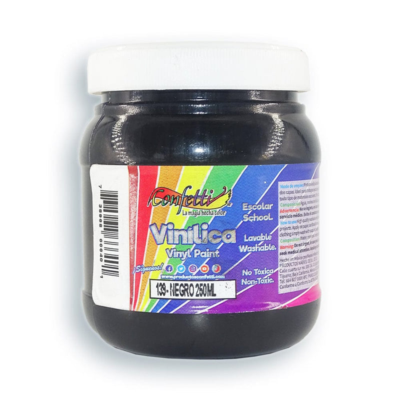 PINTURA VINILICA CONFETTI 250ML NEGRO